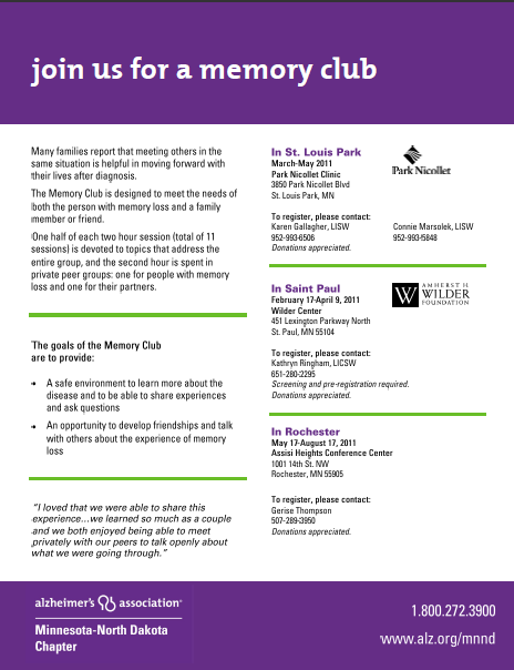 Join the New Memory Clubs starting in Minnesota - Alzheimer's Speaks